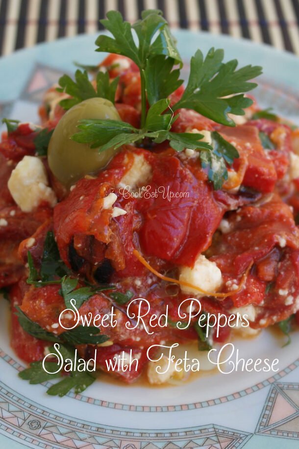 Sweet Red Peppers Salad with Feta Cheese ⋆ Cook Eat Up!